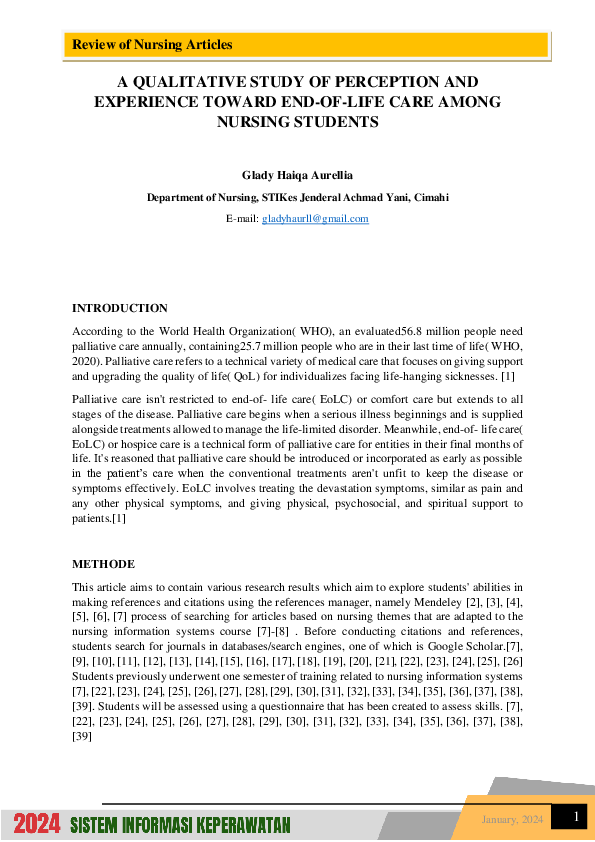 (PDF) A QUALITATIVE STUDY OF PERCEPTION AND EXPERIENCE TOWARD END-OF-LIFE CARE AMONG NURSING ...