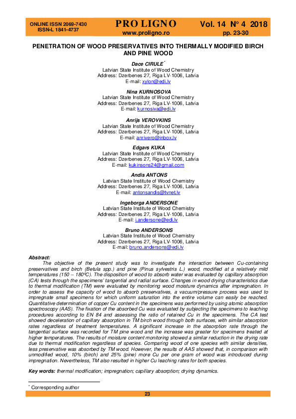 (PDF) Penetration of Wood Preservatives into Thermally Modified Birch ...