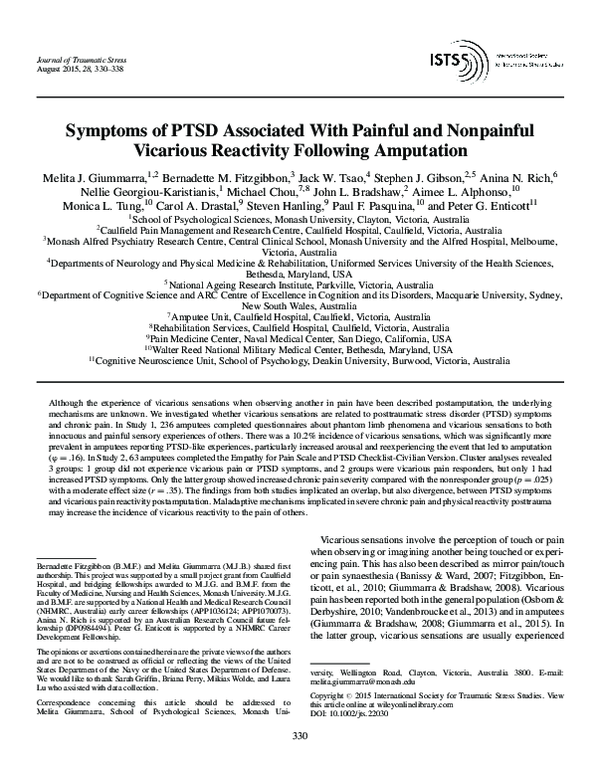 (PDF) Symptoms of PTSD Associated With Painful and Nonpainful Vicarious ...