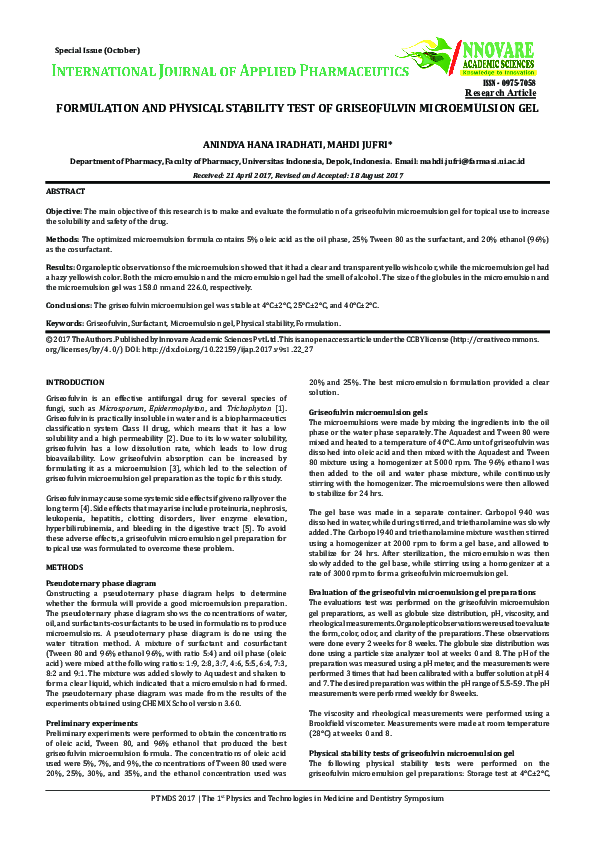 (PDF) Formulation and Physical Stability Test of Griseofulvin ...