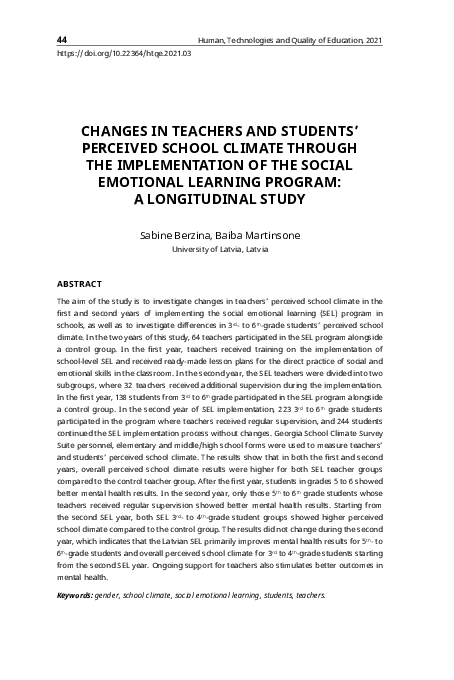 (PDF) Changes in Teachers and Students’ Perceived School Climate ...