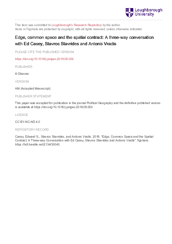 (PDF) Edge, common space and the spatial contract: A three-way ...