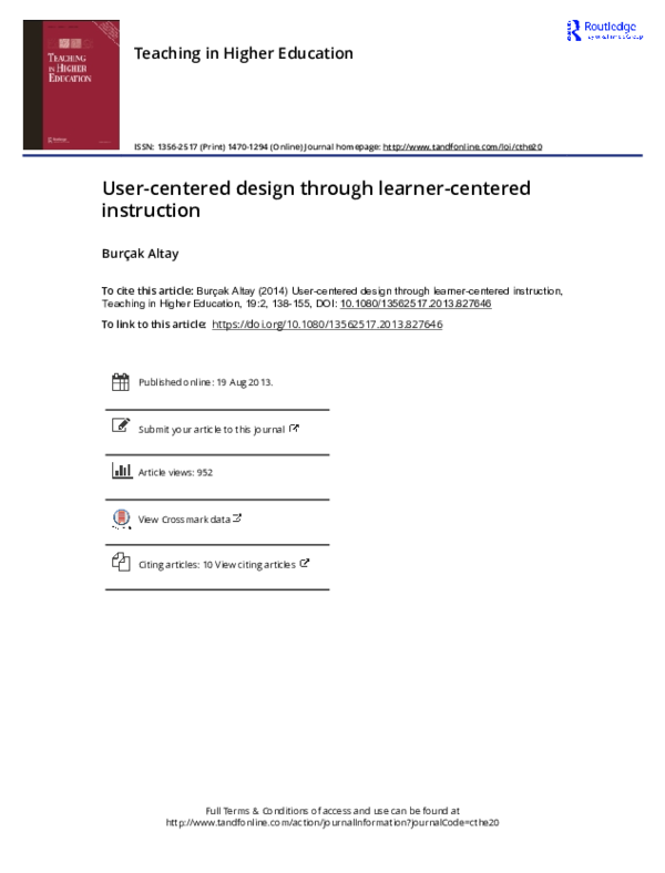 (PDF) User-centered design through learner-centered instruction