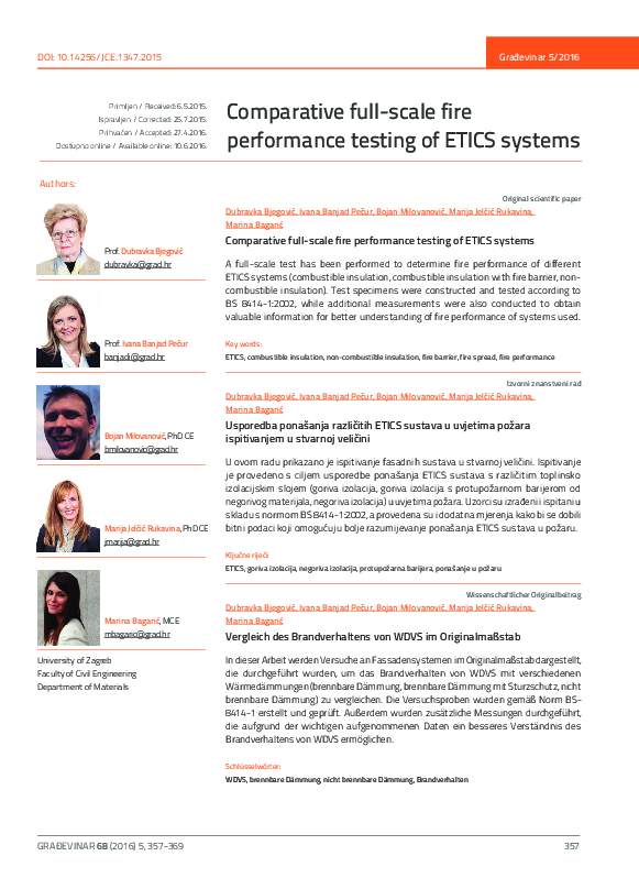 (PDF) Comparative full-scale fire performance testing of ETICS systems