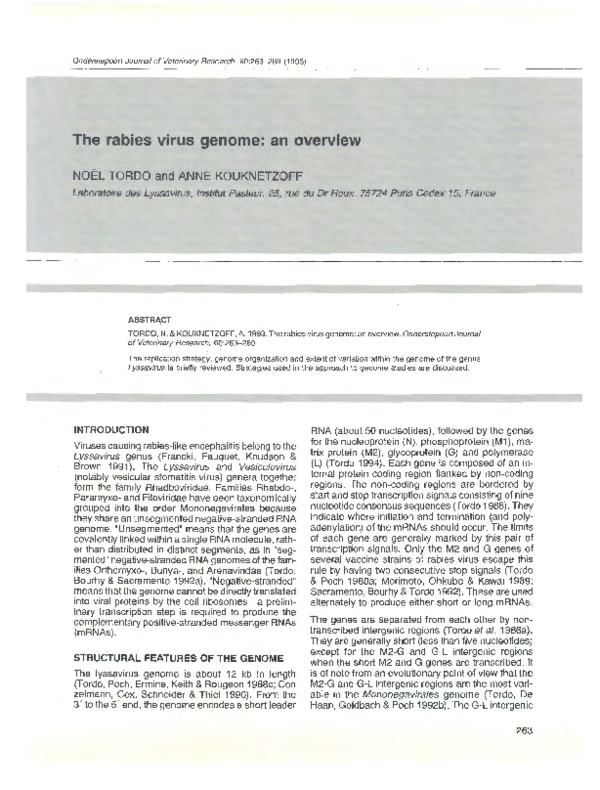 (PDF) The rabies virus genome: an overview