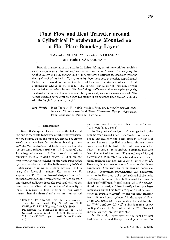 (PDF) Fluid Flow and Heat Transfer around a Cylindrical Protuberance ...