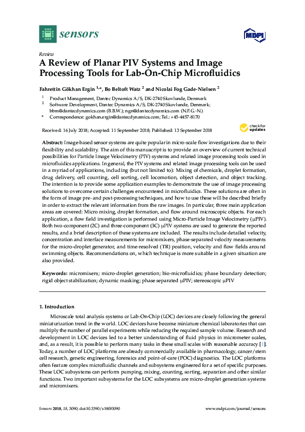 (PDF) A Review of Planar PIV Systems and Image Processing Tools for Lab-On-Chip Microfluidics
