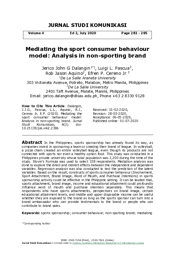 (PDF) Mediating the sport consumer behaviour model: Analysis in non ...