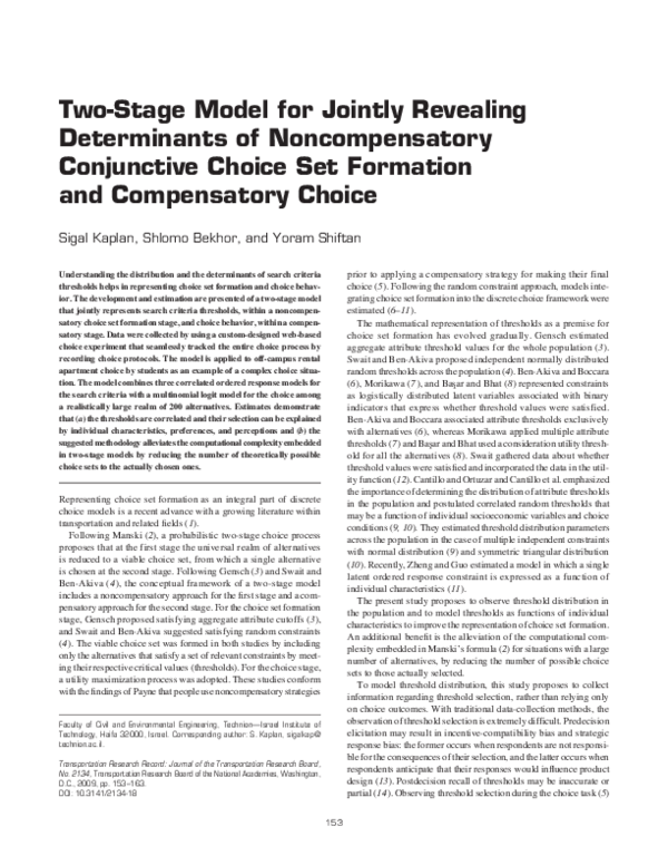 (PDF) Two-Stage Model for Jointly Revealing Determinants of ...