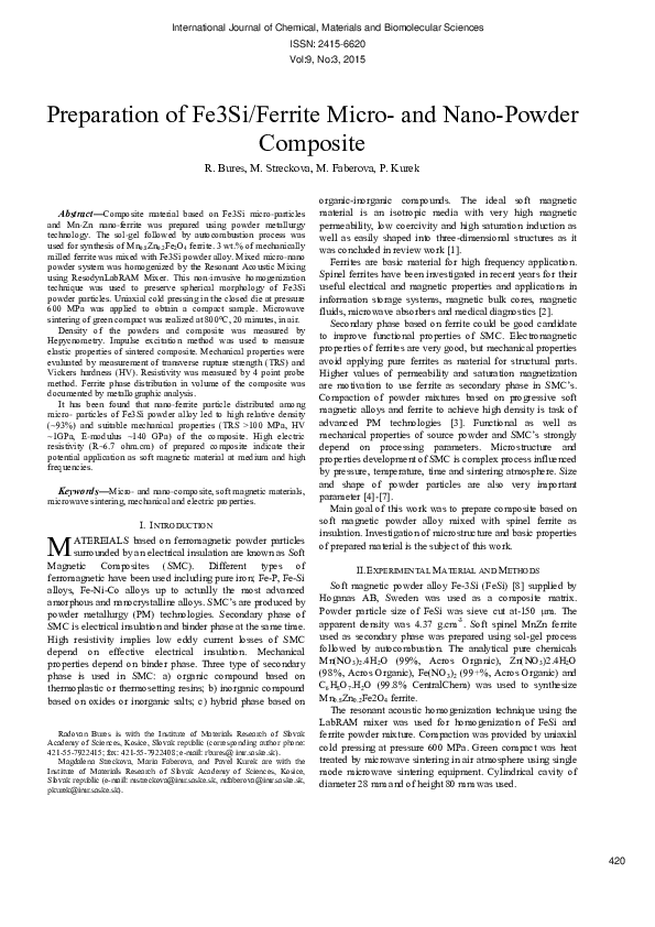 (PDF) Preparation of Fe3Si/Ferrite Micro- and Nano-Powder Composite
