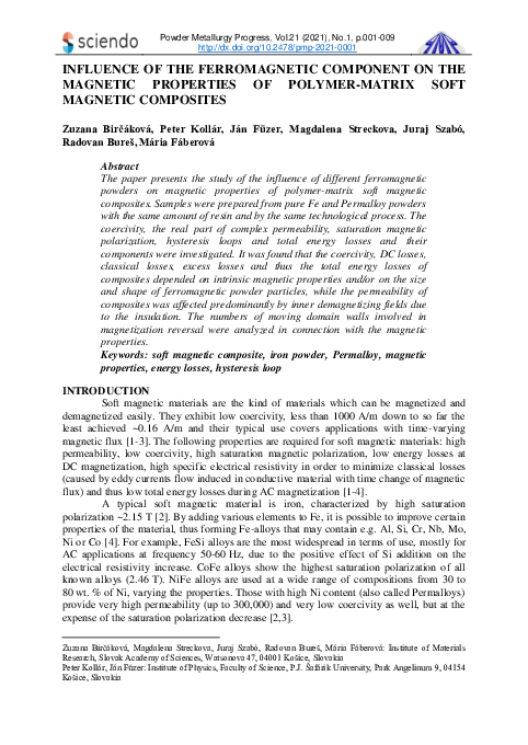 (PDF) Influence of the Ferromagnetic Component on the Magnetic ...