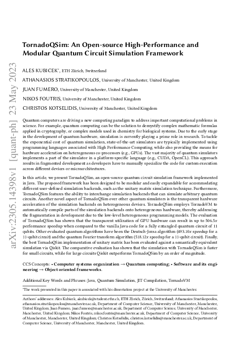 Pdf Tornadoqsim An Open Source High Performance And Modular Quantum Circuit Simulation Framework