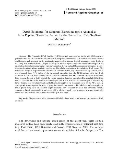 (PDF) Depth Estimates for Slingram Electromagnetic Anomalies from ...