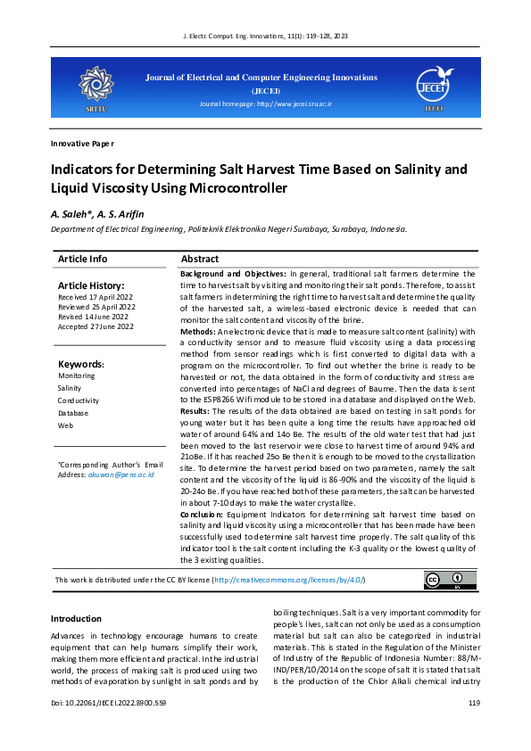 (PDF) Indicators for Determining Salt Harvest Time Based on Salinity ...