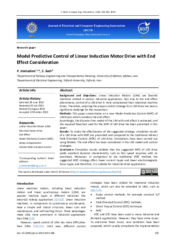 Pdf Model Predictive Control Of Linear Induction Motor Drive With End Effect Consideration