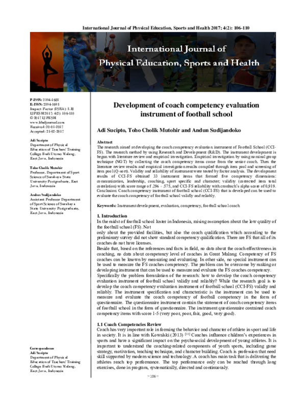 (PDF) Development of coach competency evaluation instrument of football ...