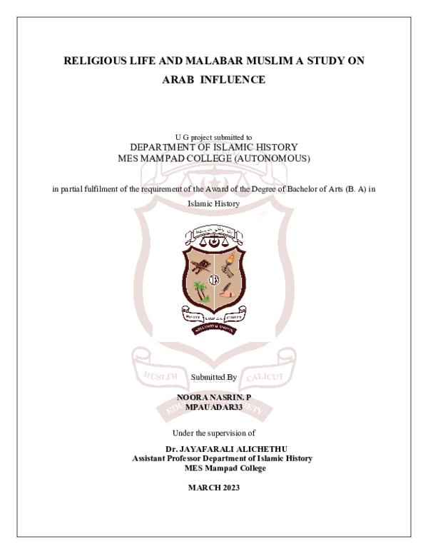 (DOC) Impact of Gulf on Religious Life of Mappila Muslims