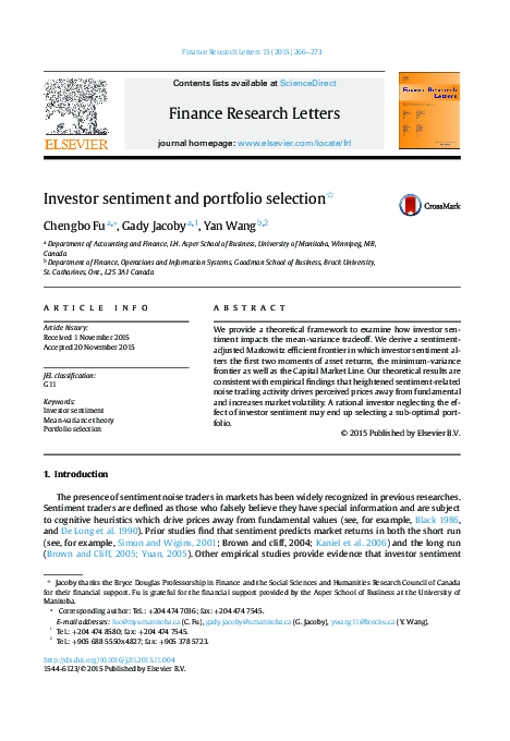 (PDF) Investor sentiment and portfolio selection