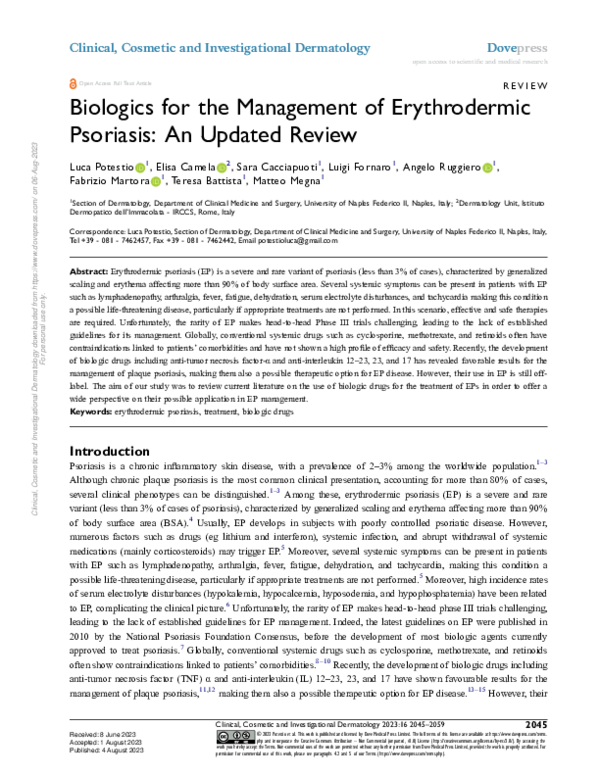 (PDF) Biologics for the Management of Erythrodermic Psoriasis: An ...