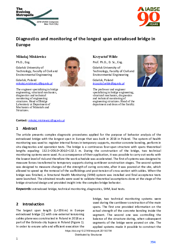 (PDF) Diagnostics and monitoring of the longest span extradosed bridge ...