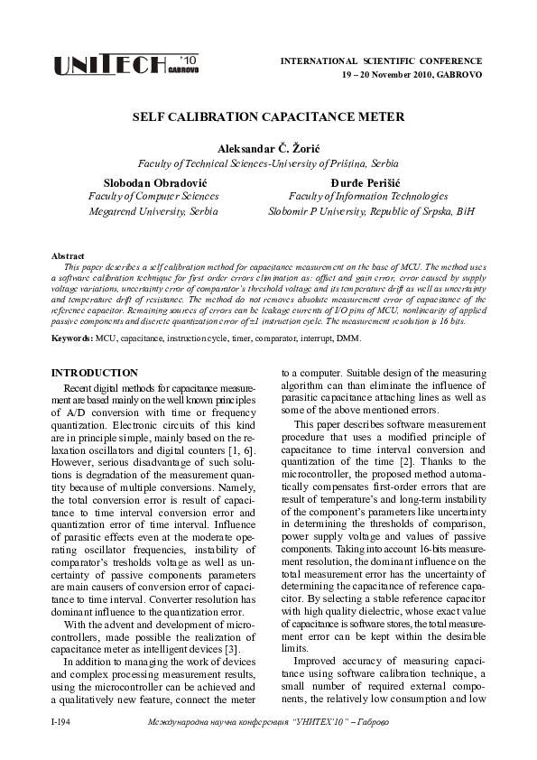 (PDF) Self Calibration Capacitance Meter