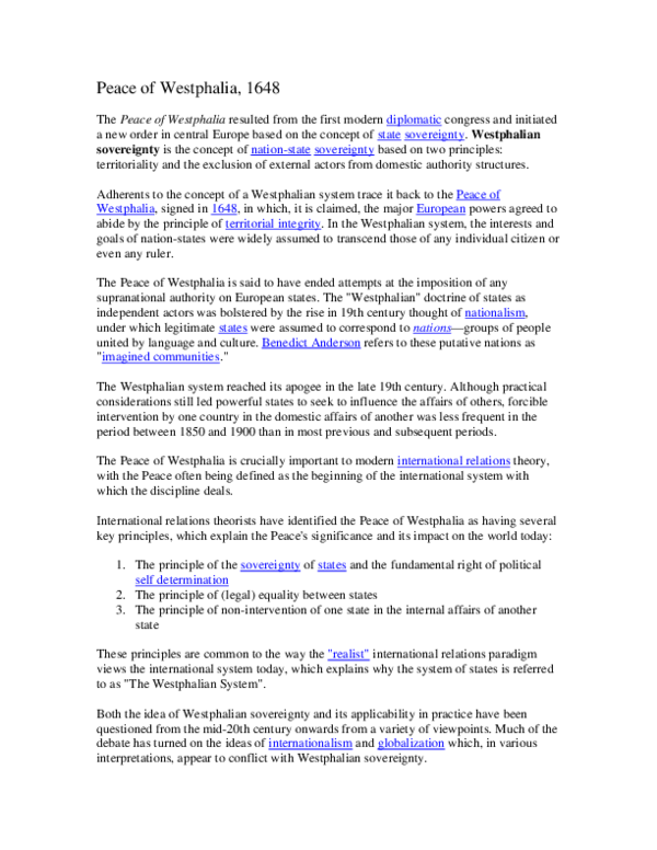 (PDF) Peace of Westphalia (1648)