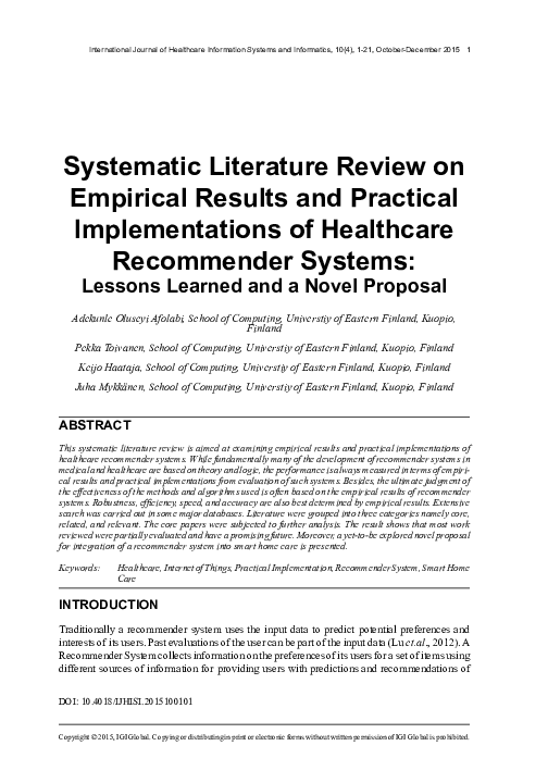 (PDF) Systematic Literature Review on Empirical Results and Practical Implementations of ...