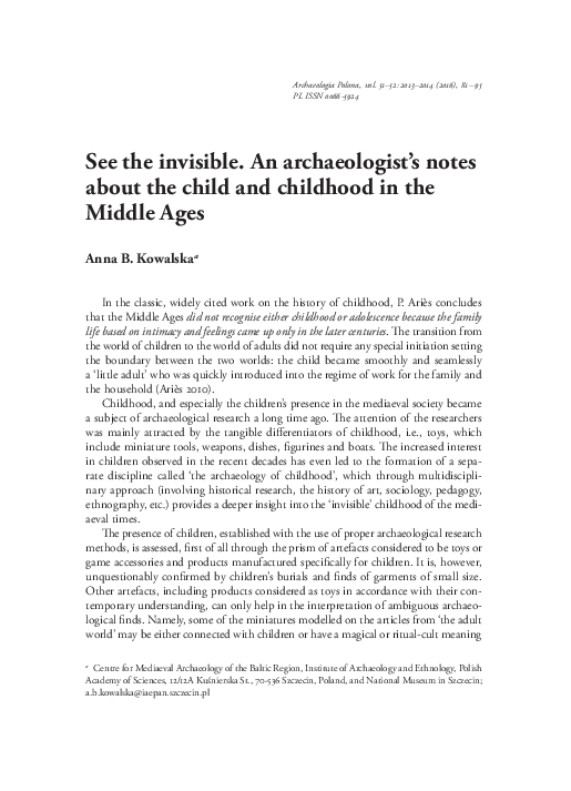 (PDF) See the invisible. An archaeologist's notes about the child and ...
