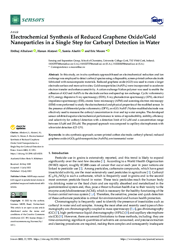 (PDF) Electrochemical Synthesis of Reduced Graphene Oxide/Gold Nanoparticles in a Single Step ...