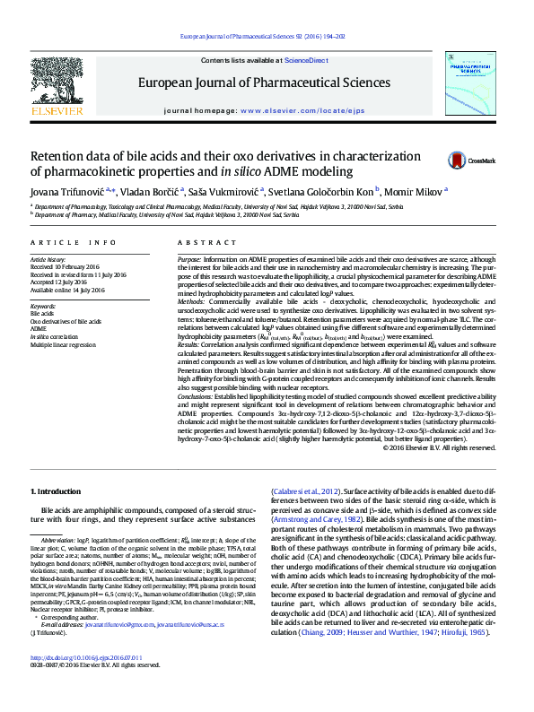 (PDF) Retention data of bile acids and their oxo derivatives in ...