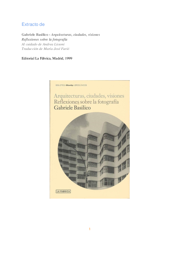 (PDF) Arquitecturas, ciudades, visiones, de Gabriel Basilico