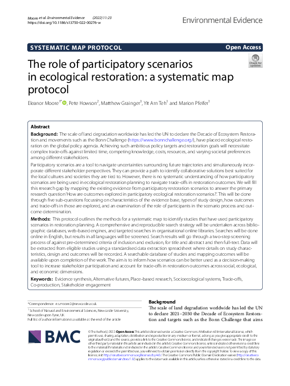 (PDF) The role of participatory scenarios in ecological restoration: a ...