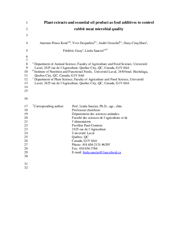 (PDF) Plant extracts and essential oil product as feed additives to ...