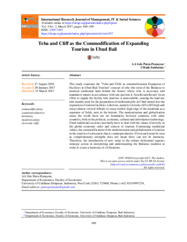 (PDF) Teba and Cliff as the Commodification of Expanding Tourism in ...