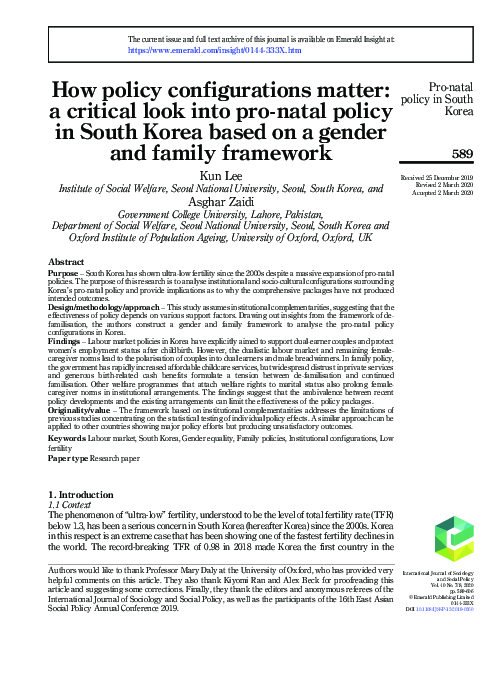 (PDF) How policy configurations matter: a critical look into pro-natal ...