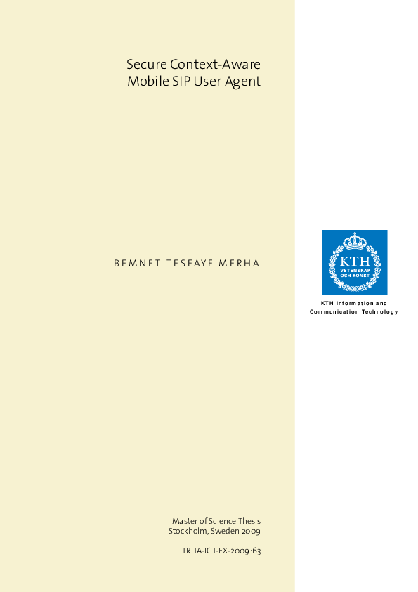 (PDF) Context-Aware Security for Mobile SIP Agents