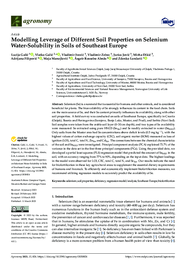 (PDF) Modelling Leverage of Different Soil Properties on Selenium Water ...