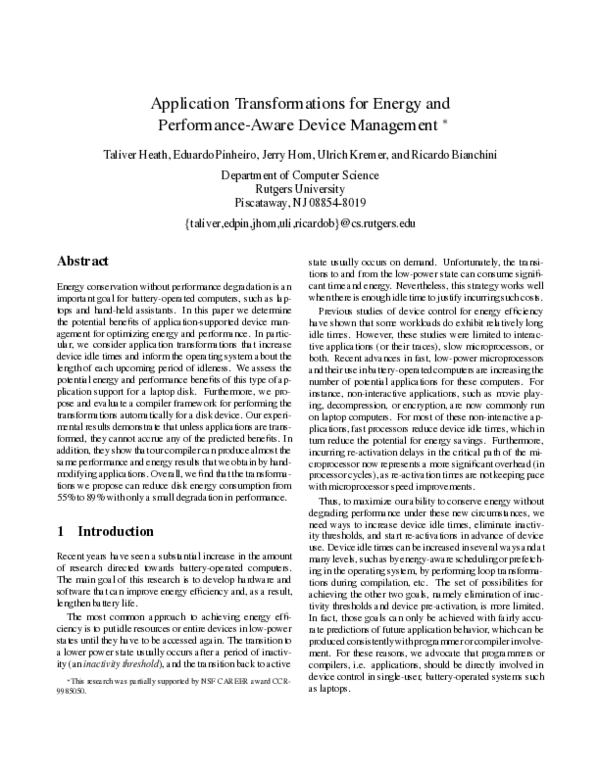 (PDF) Application transformations for energy and performance-aware device management