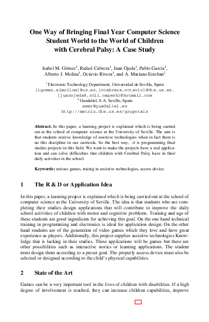 (PDF) One Way of Bringing Final Year Computer Science Student World to ...