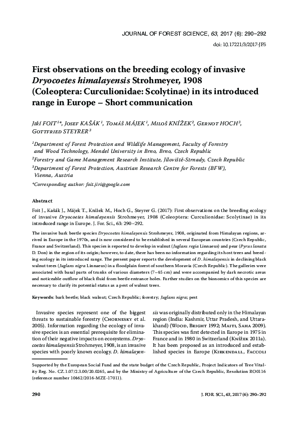 (PDF) First observations on the breeding ecology of invasive Dryocoetes ...