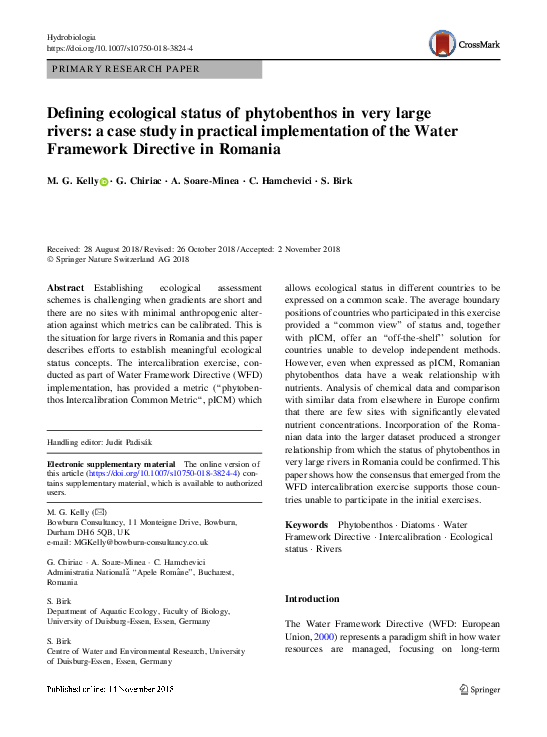(PDF) Defining ecological status of phytobenthos in very large rivers: a case study in practical ...