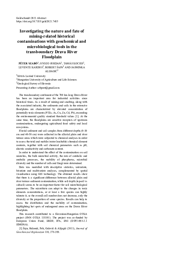 (PDF) Investigating the nature and fate of mining-related historical ...