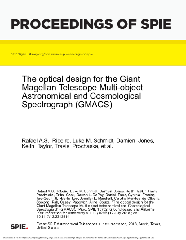 (PDF) The optical design for the Giant Magellan Telescope Multi-object ...