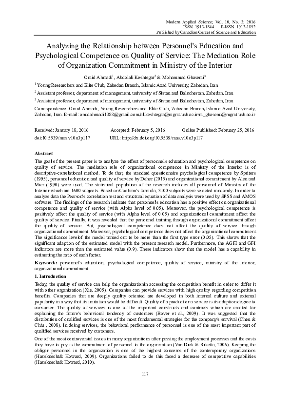 (PDF) Analyzing the Relationship between Personnel's Education and ...