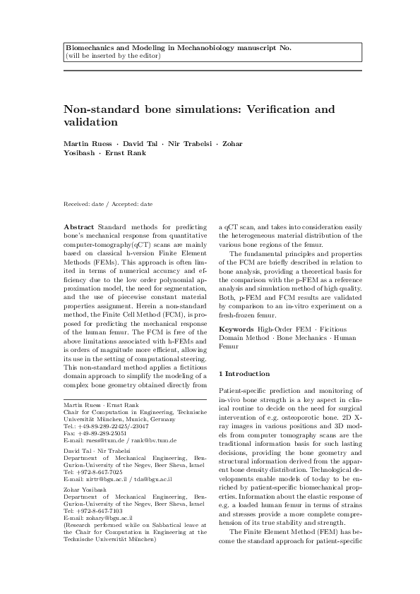(PDF) Non-standard bone simulations: Verification and validation