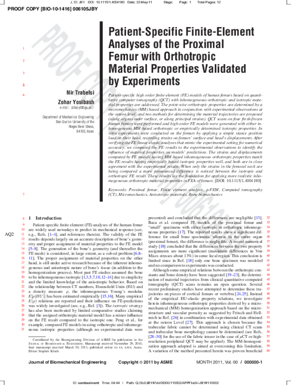 (PDF) Patient-Specific Finite-Element Analyses of the Proximal Femur with Orthotropic Material ...