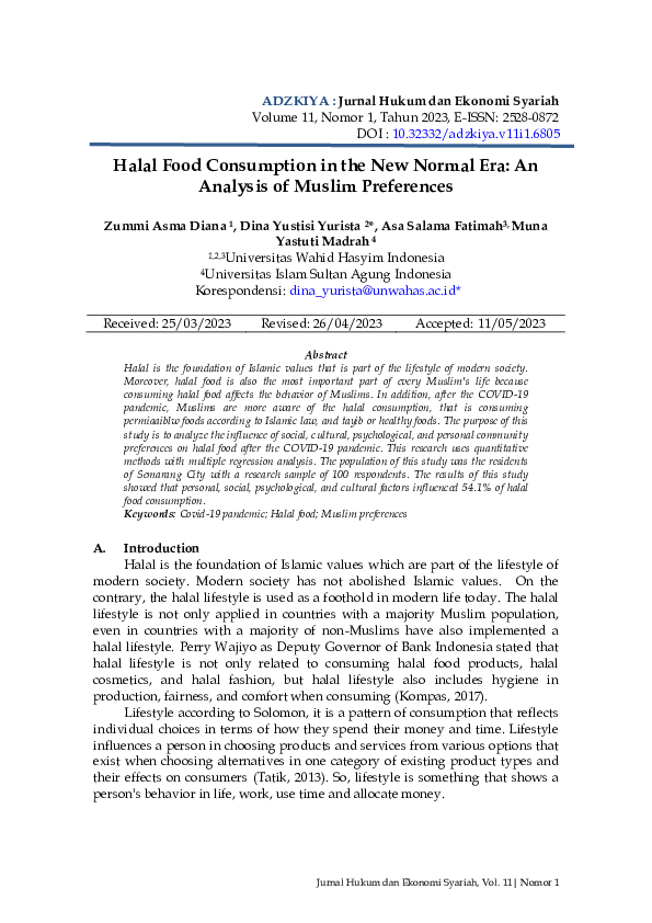 (PDF) Halal Food Consumption in the New Normal Era: An Analysis of ...