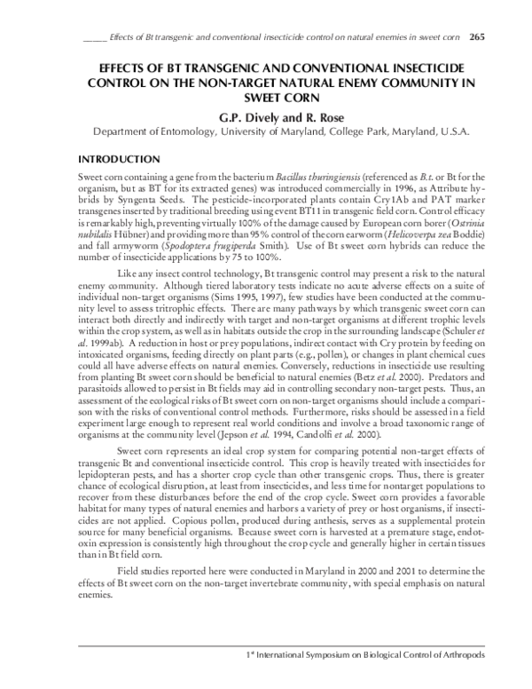 (PDF) Effects of Bt transgenic and conventional insecticides on the ...