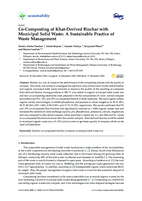 (PDF) Co-Composting of Khat-Derived Biochar with Municipal Solid Waste ...