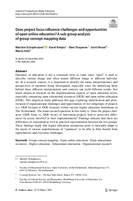 (PDF) Does project focus influence challenges and opportunities of open online education? A sub ...